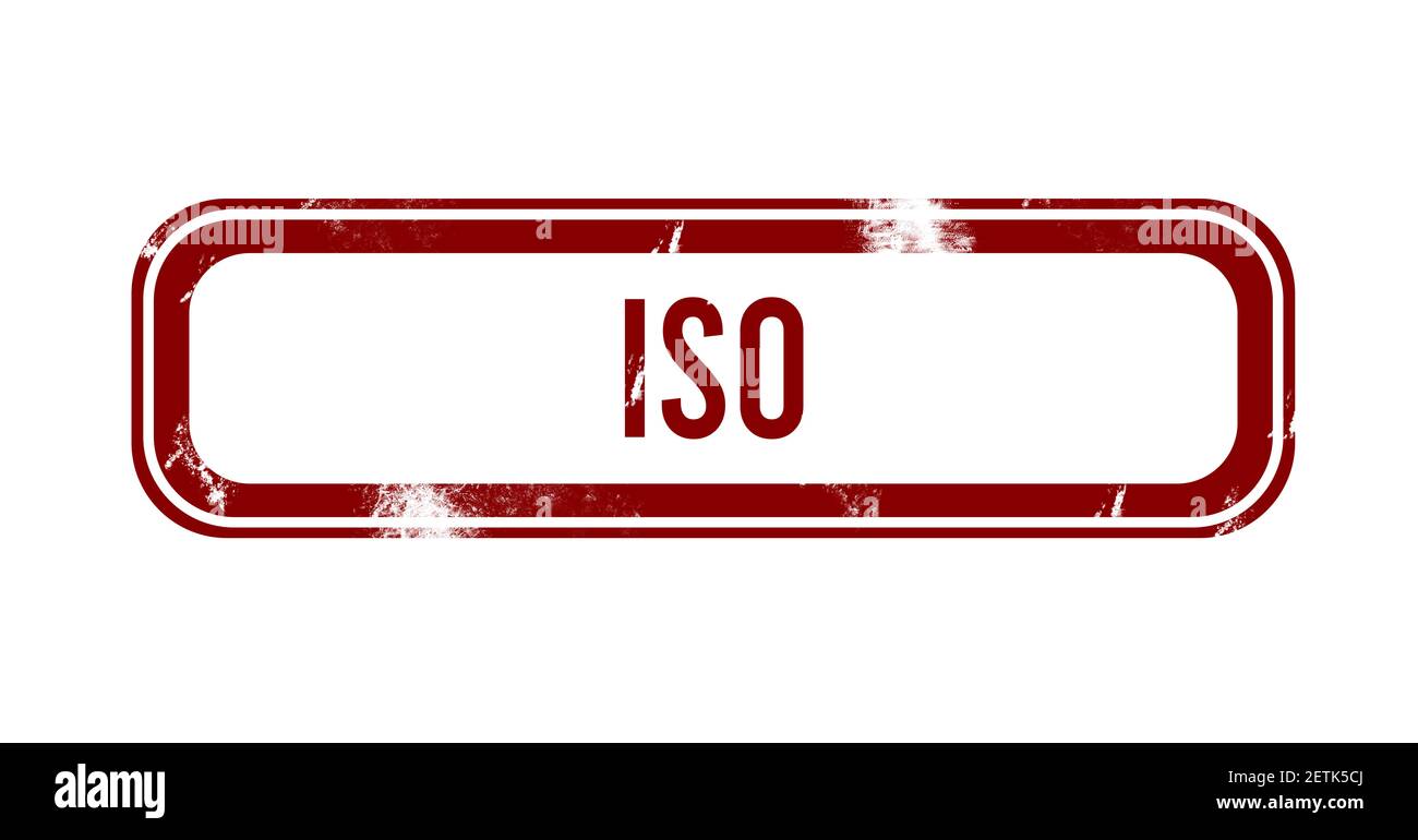 iso - red grunge button, stamp Stock Photo - Alamy