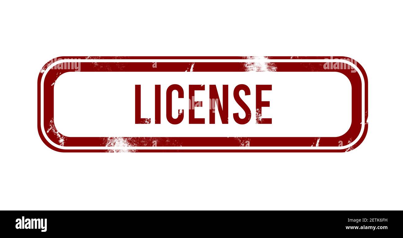 License - red grunge button, stamp Stock Photo - Alamy