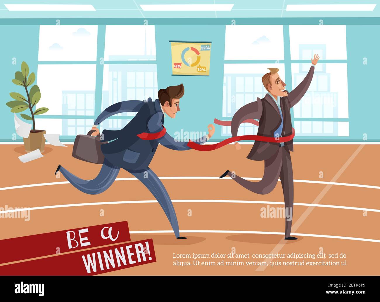 Business competition winner loser background with editable text and ...
