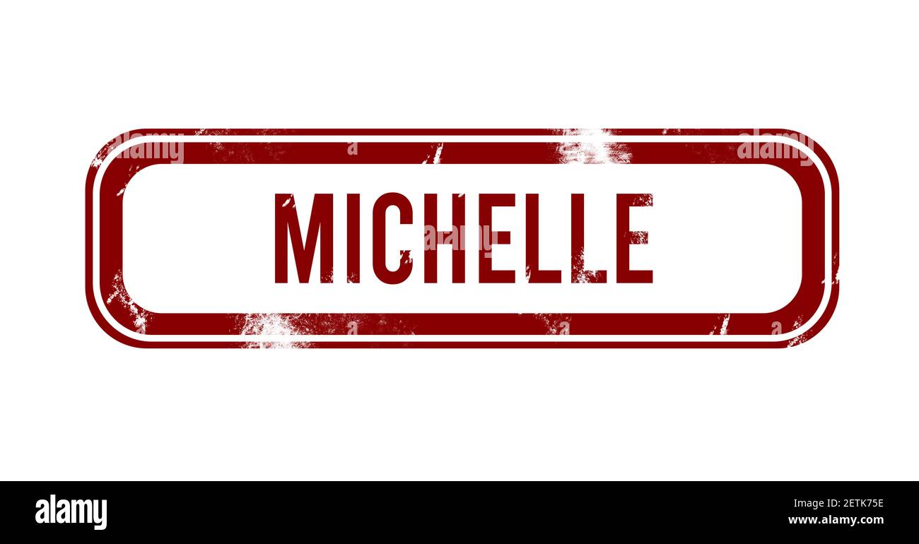 Michelle - red grunge button, stamp Stock Photo - Alamy
