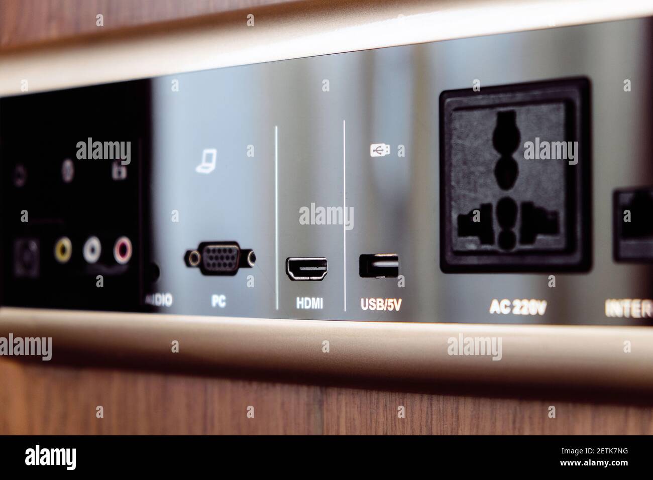 Closeup image of smart wall plug for usb and internet port Stock Photo ...