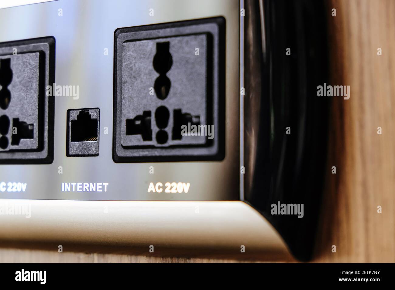 Closeup image of smart wall plug for usb and internet port Stock Photo ...