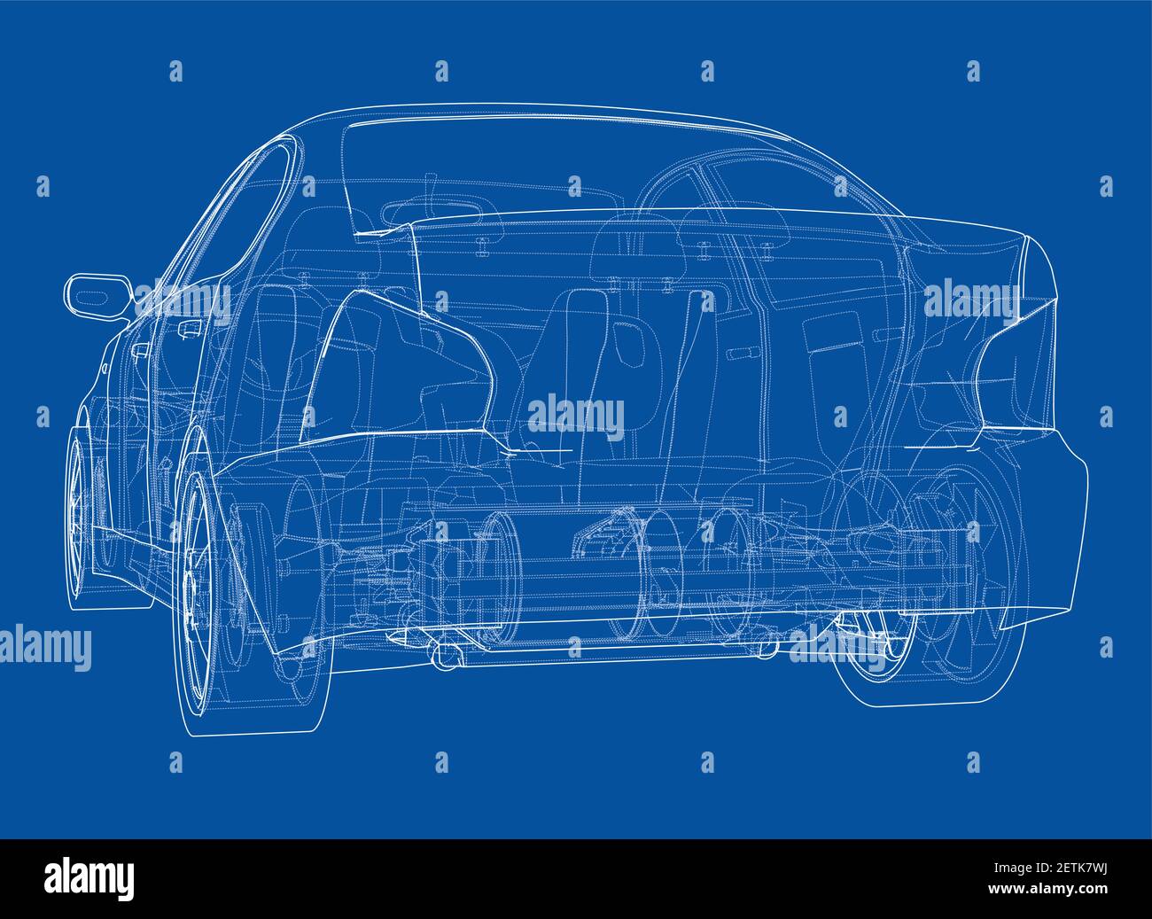 Electric Car With Chassis. Vector rendering of 3d Stock Vector Image ...