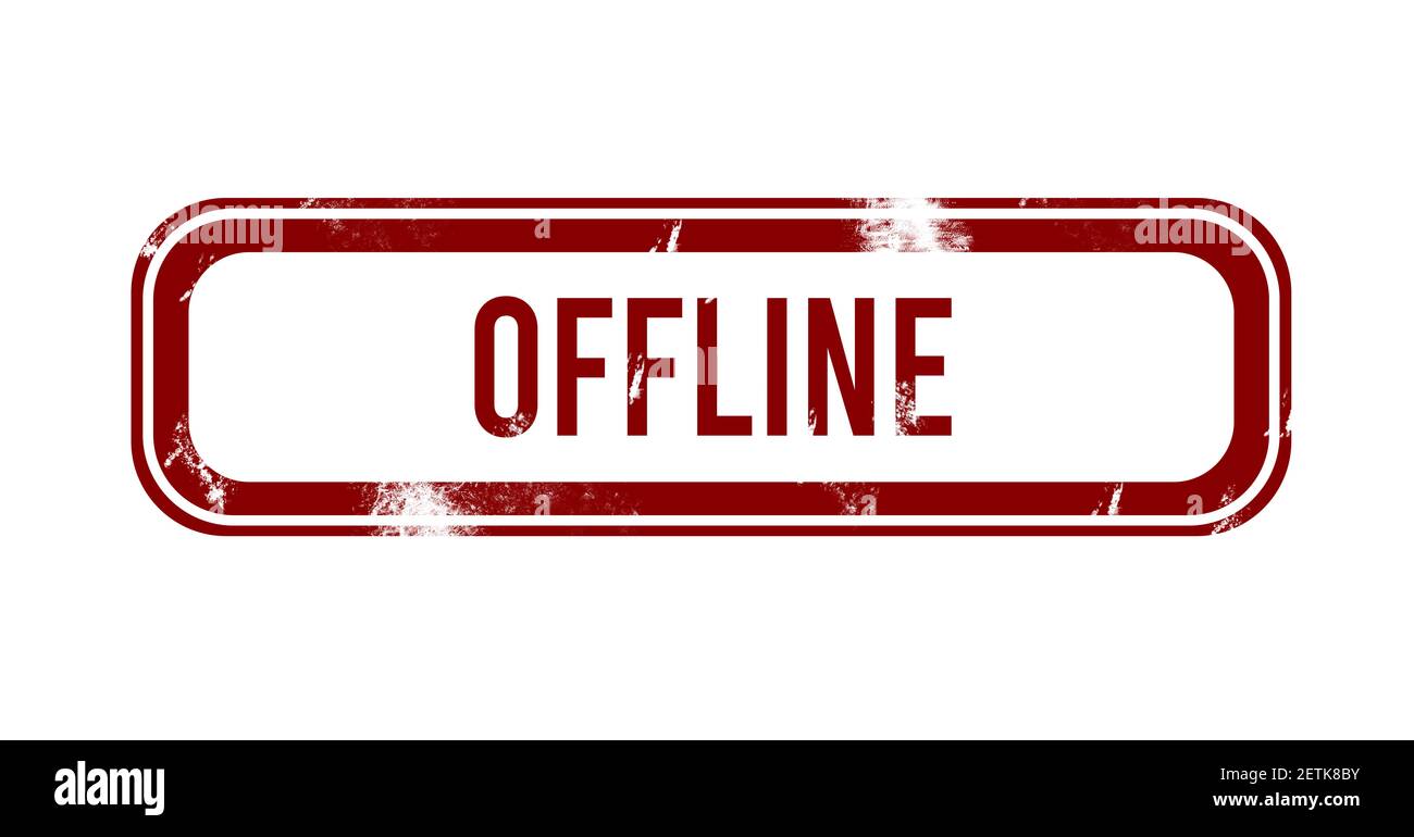 Offline - red grunge button, stamp Stock Photo - Alamy