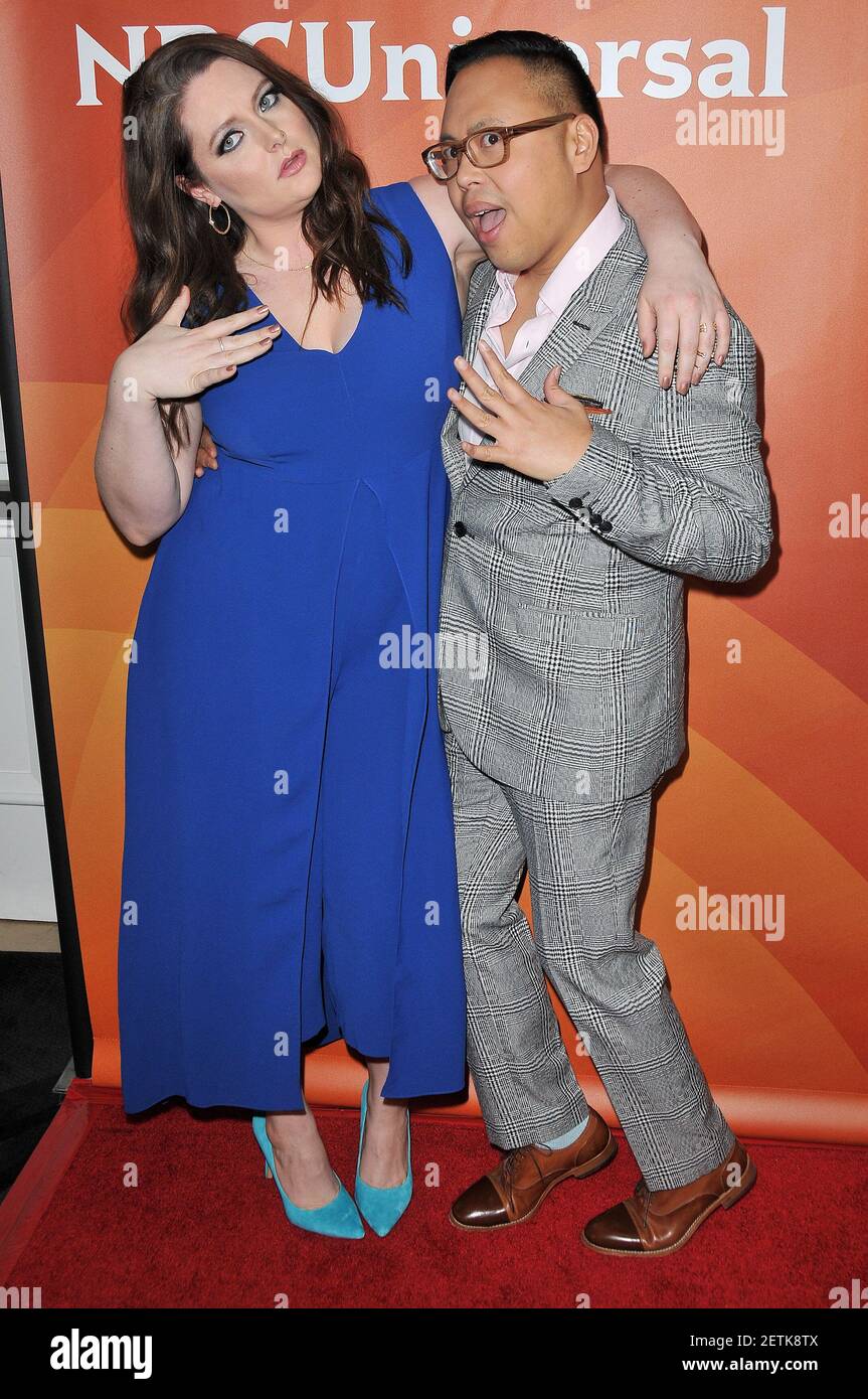 (L-R) Lauren Ash and Nico Santos arrives at the 2017 NBCUniversal ...