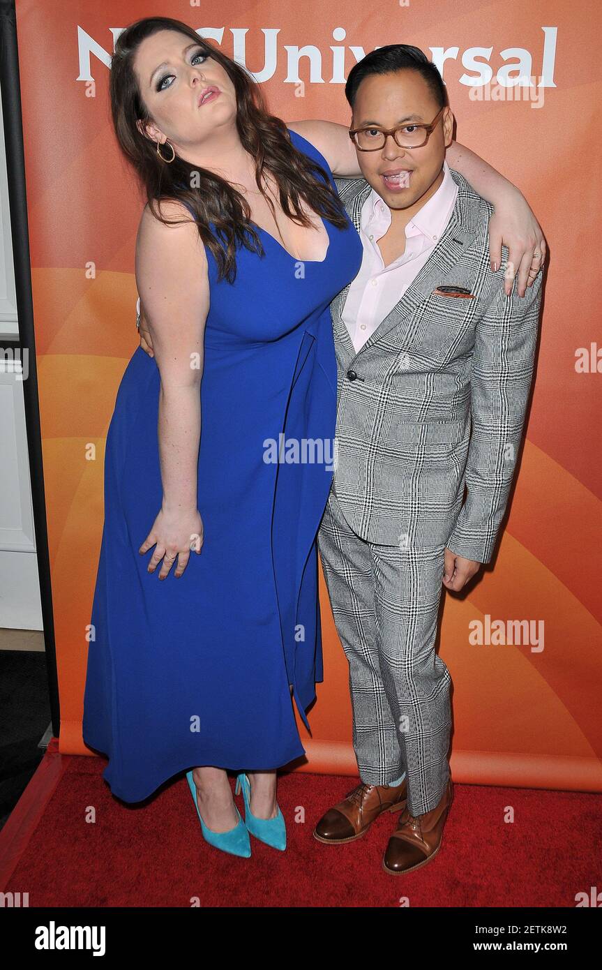 (L-R) Lauren Ash and Nico Santos arrives at the 2017 NBCUniversal ...