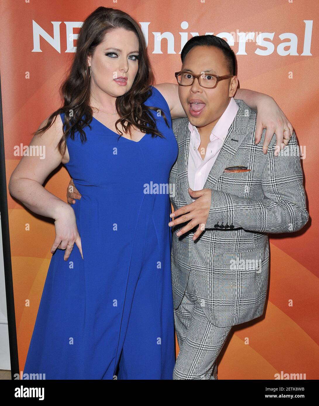 (L-R) Lauren Ash and Nico Santos arrives at the 2017 NBCUniversal ...