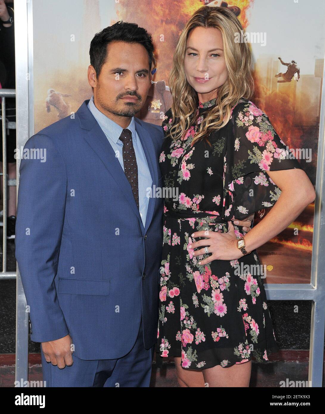 (L-R) Michael Pena and Brie Shaffer arrives at the "CHIPS" Los Angeles ...