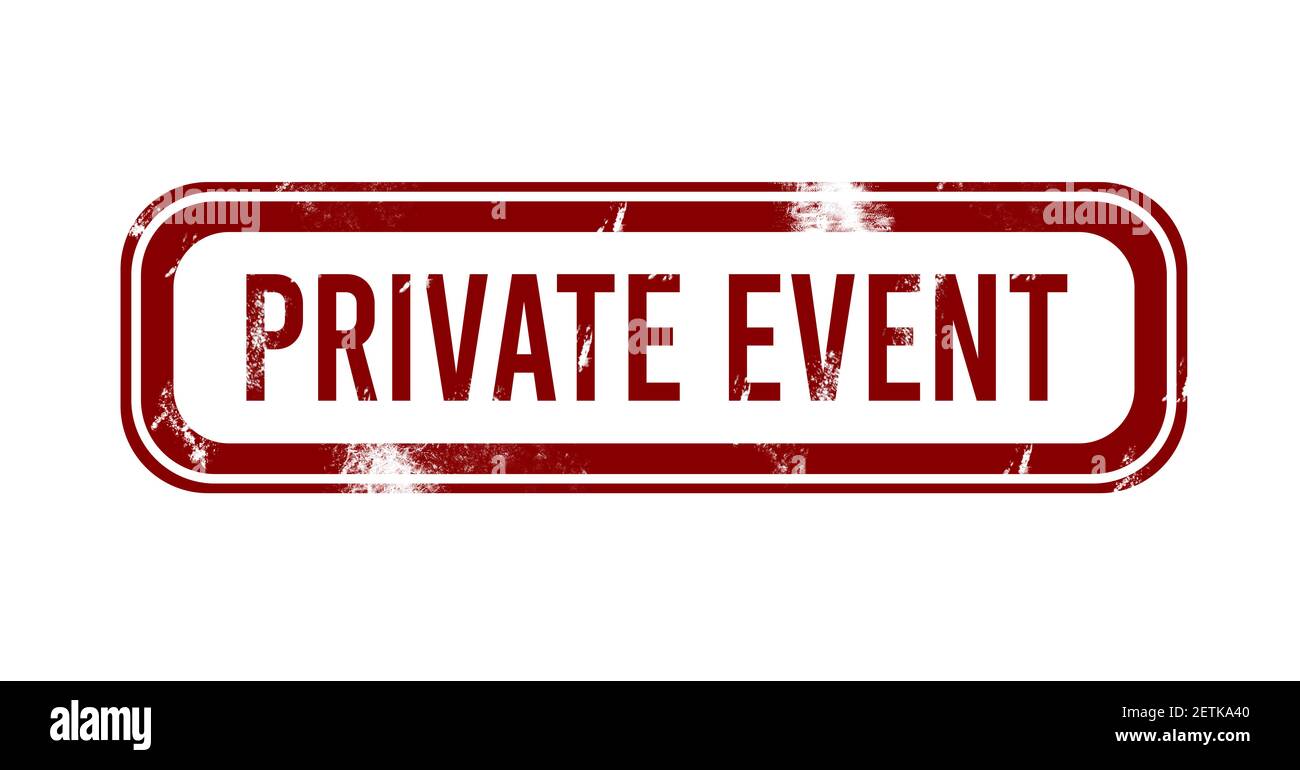 Private event - red grunge button, stamp Stock Photo - Alamy