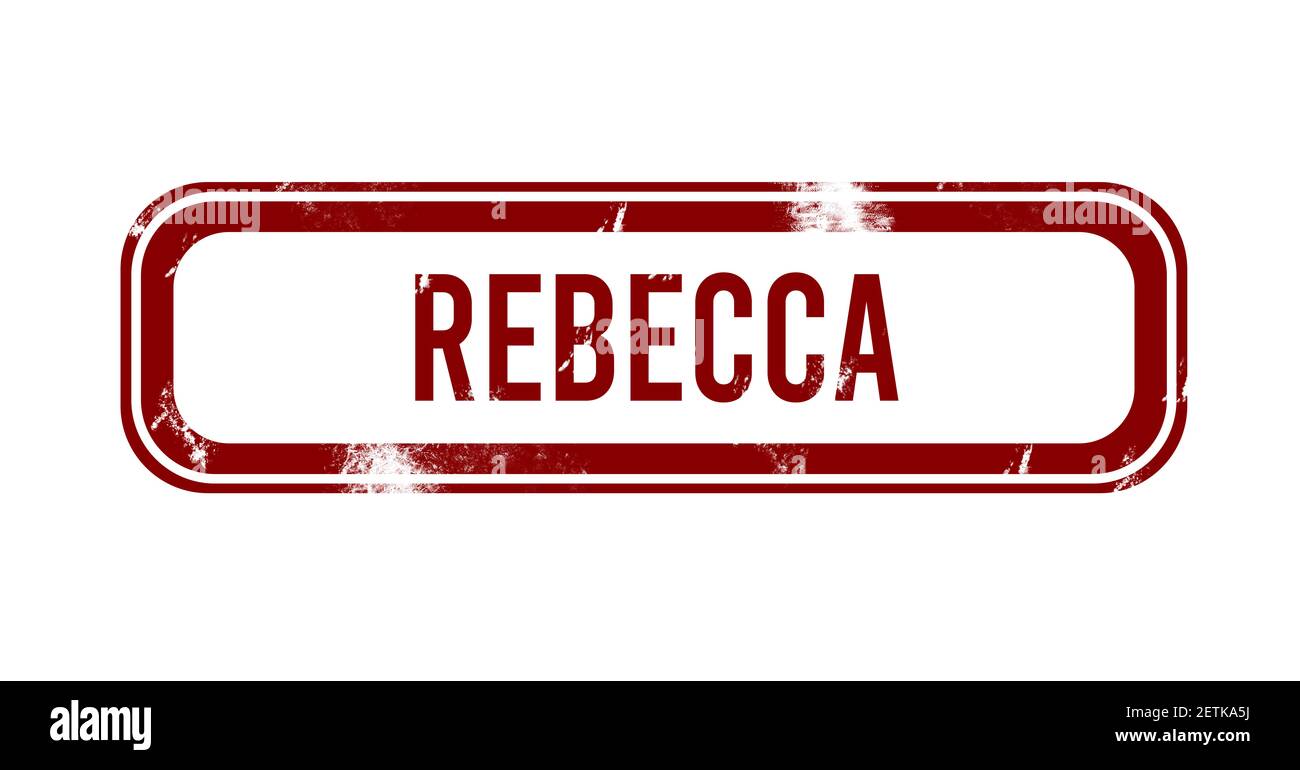 Rebecca - red grunge button, stamp Stock Photo - Alamy
