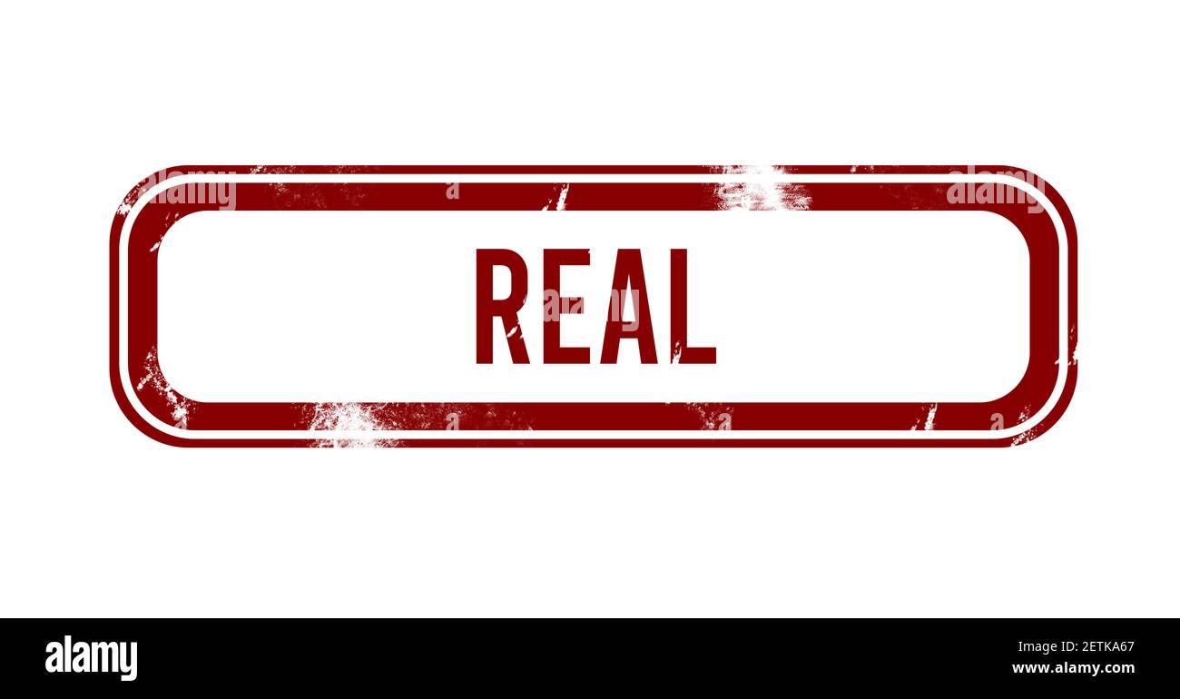 Real - red grunge button, stamp Stock Photo - Alamy