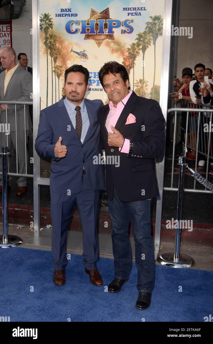 Michael Pena, Eric Estrada at the "Chips" Los Angeles Premiere at the ...