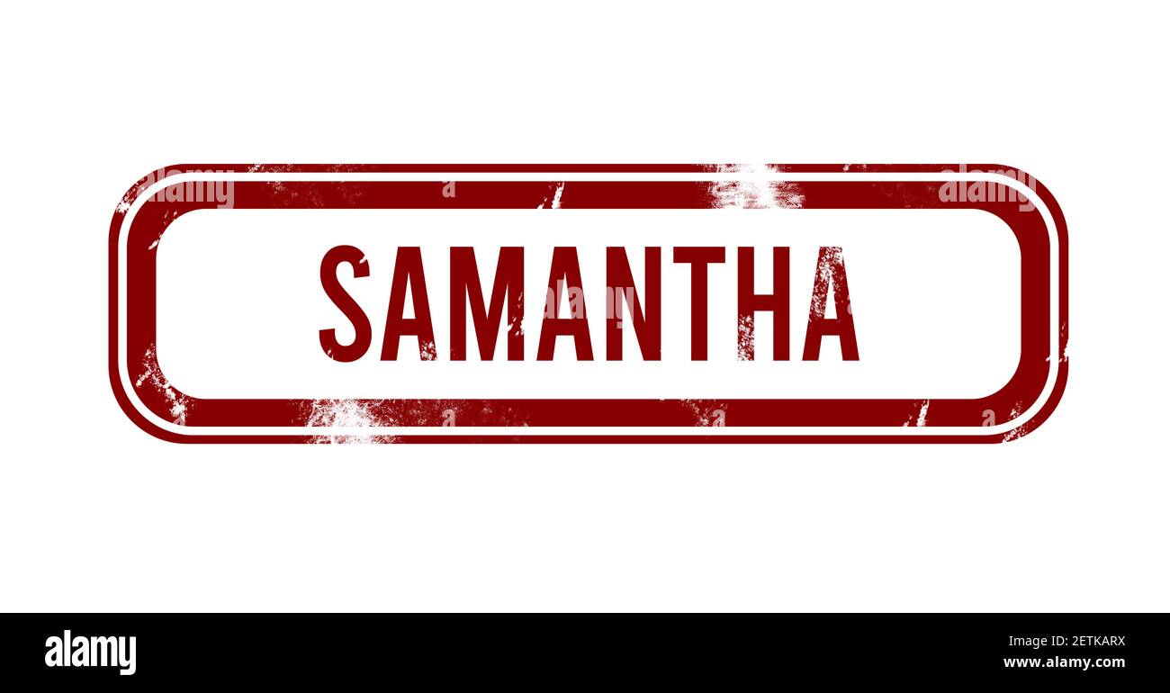 Samantha - red grunge button, stamp Stock Photo - Alamy