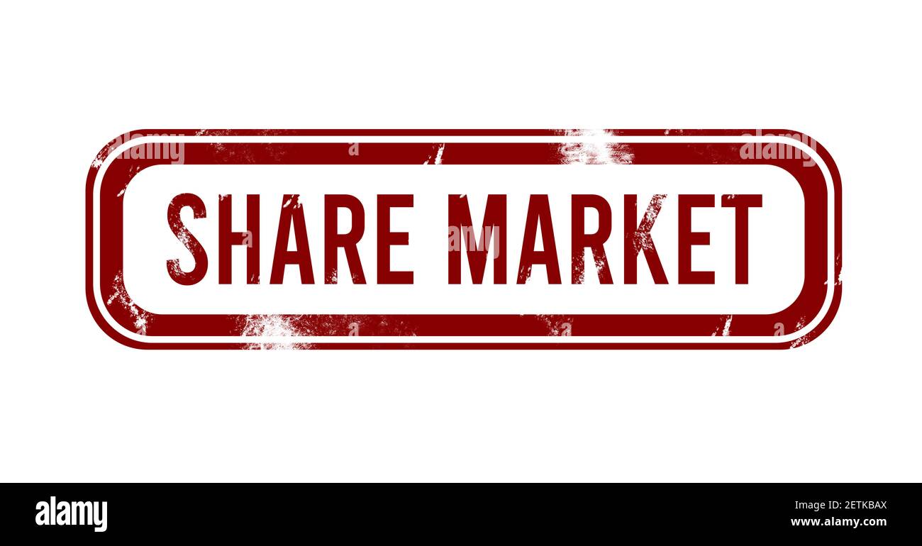 Share Market - red grunge button, stamp Stock Photo - Alamy