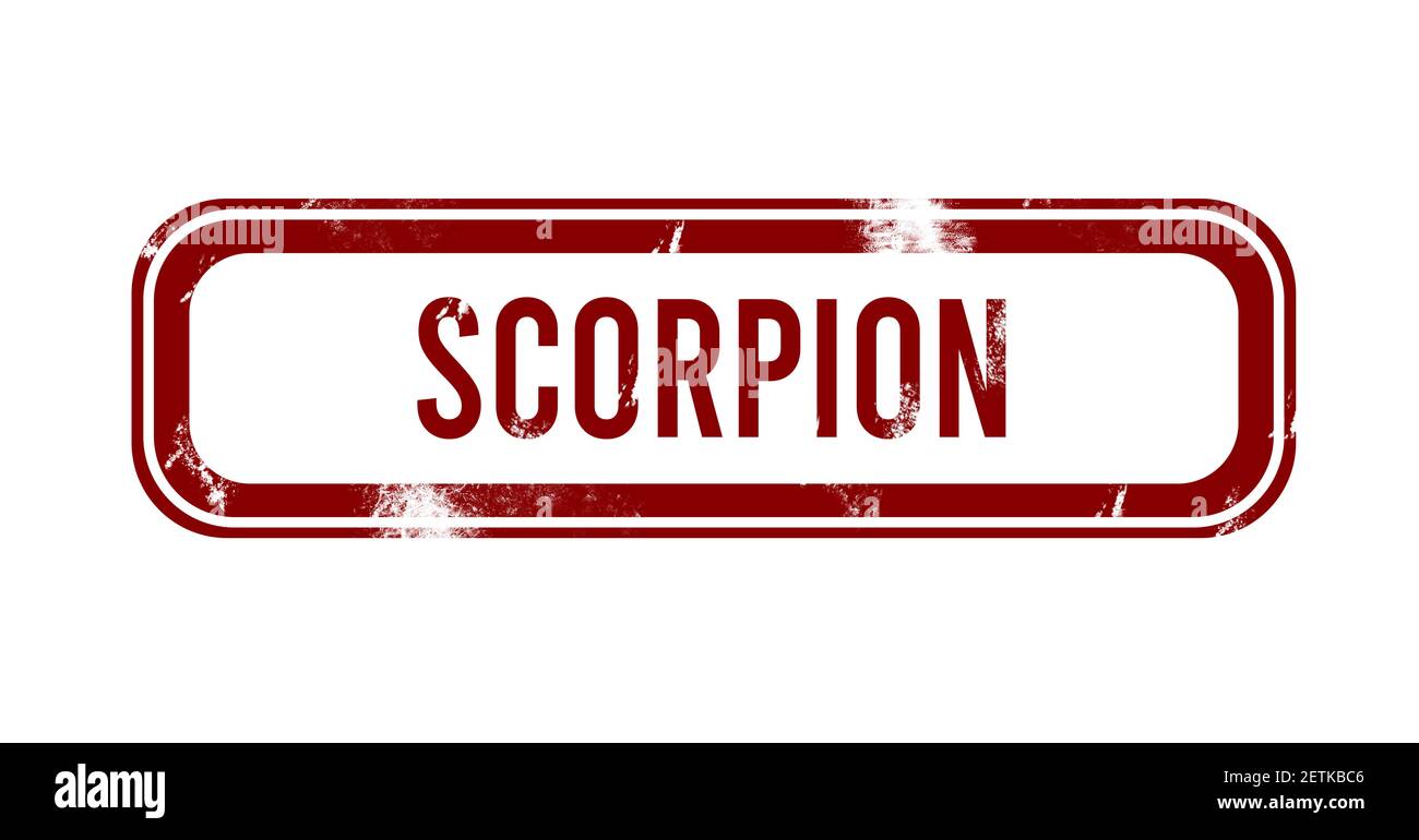 scorpion - red grunge button, stamp Stock Photo - Alamy