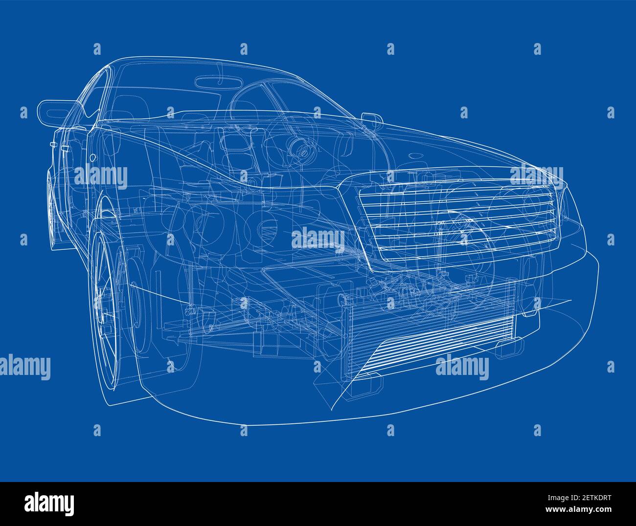 Electric Car With Chassis. Vector rendering of 3d Stock Vector Image ...