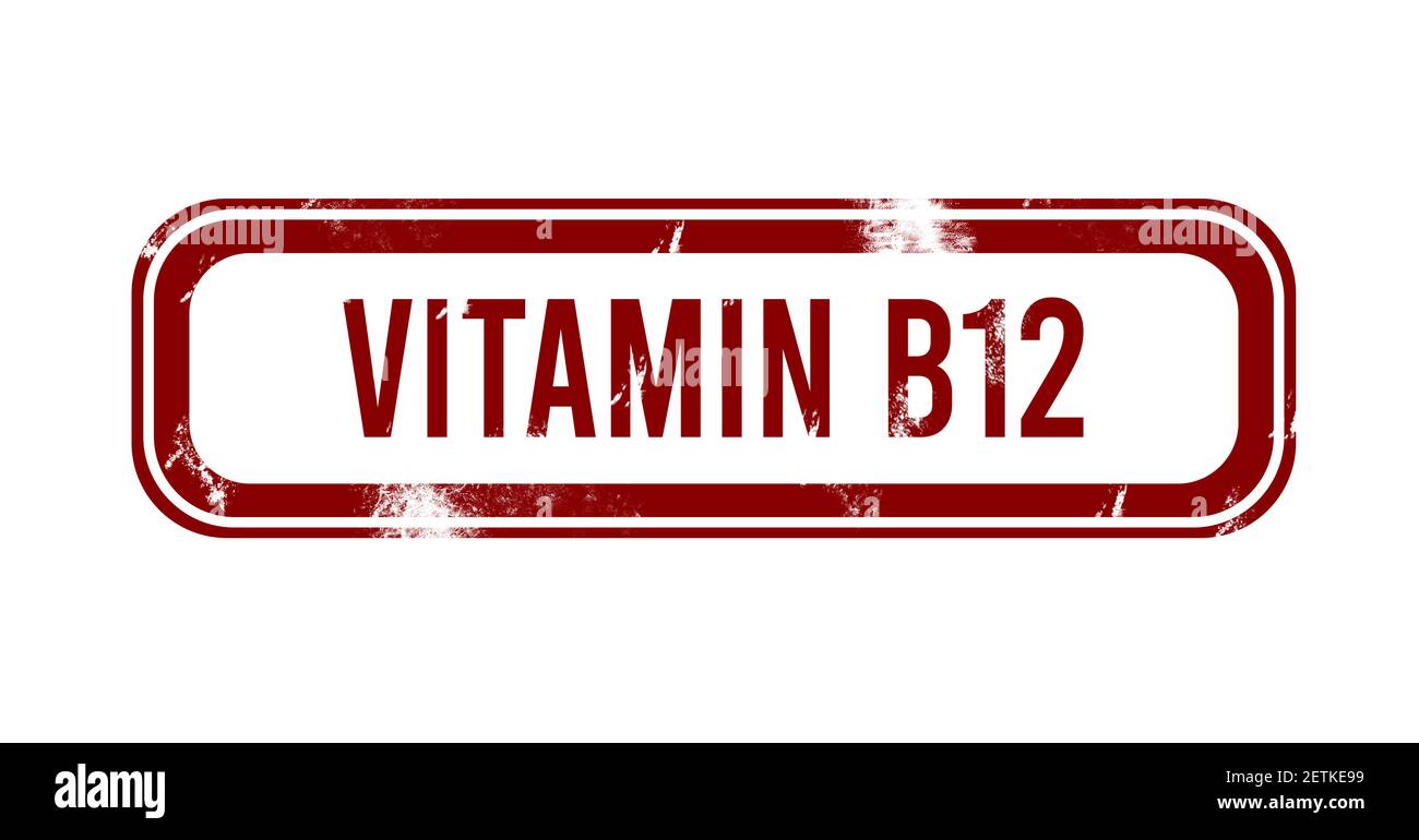 Vitamin B12 - red grunge button, stamp Stock Photo - Alamy