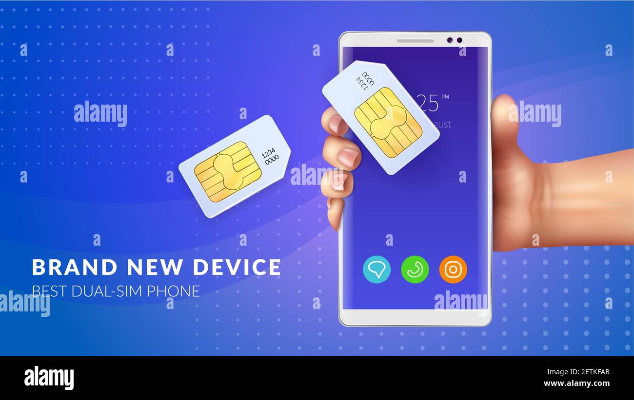 Realistic memory card sim background with brand new device best dual ...