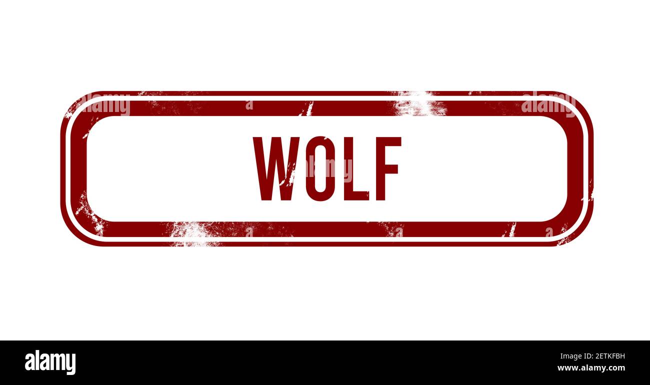 Wolf - red grunge button, stamp Stock Photo - Alamy