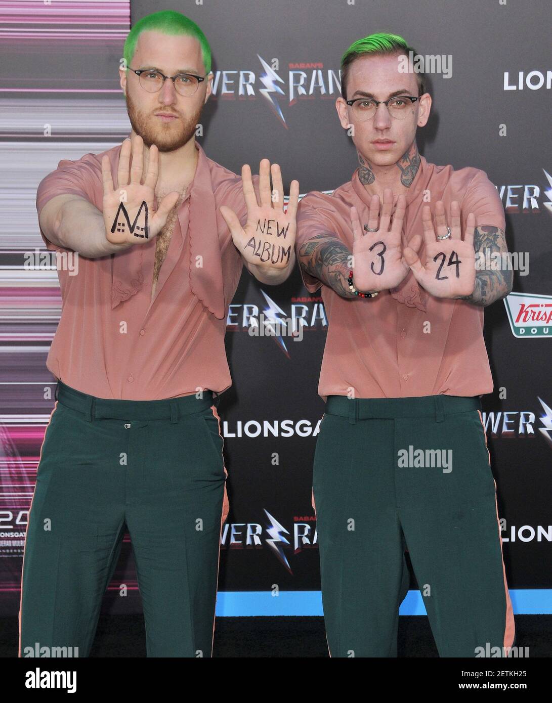 (L-R) Mike Posner and Blackbear arrives at "Saban's Power Rangers" Los ...