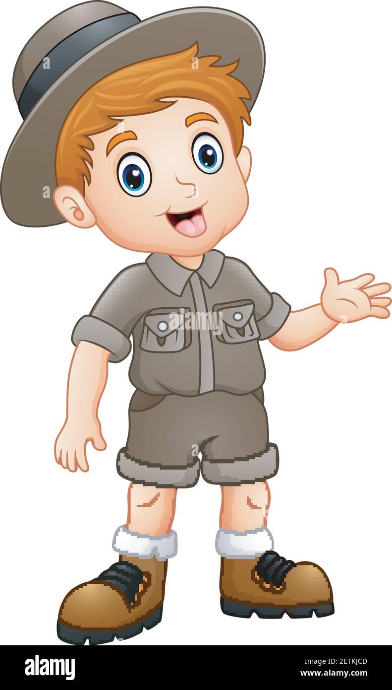 Vector illustration of Boy explorer waving Stock Vector Image & Art - Alamy