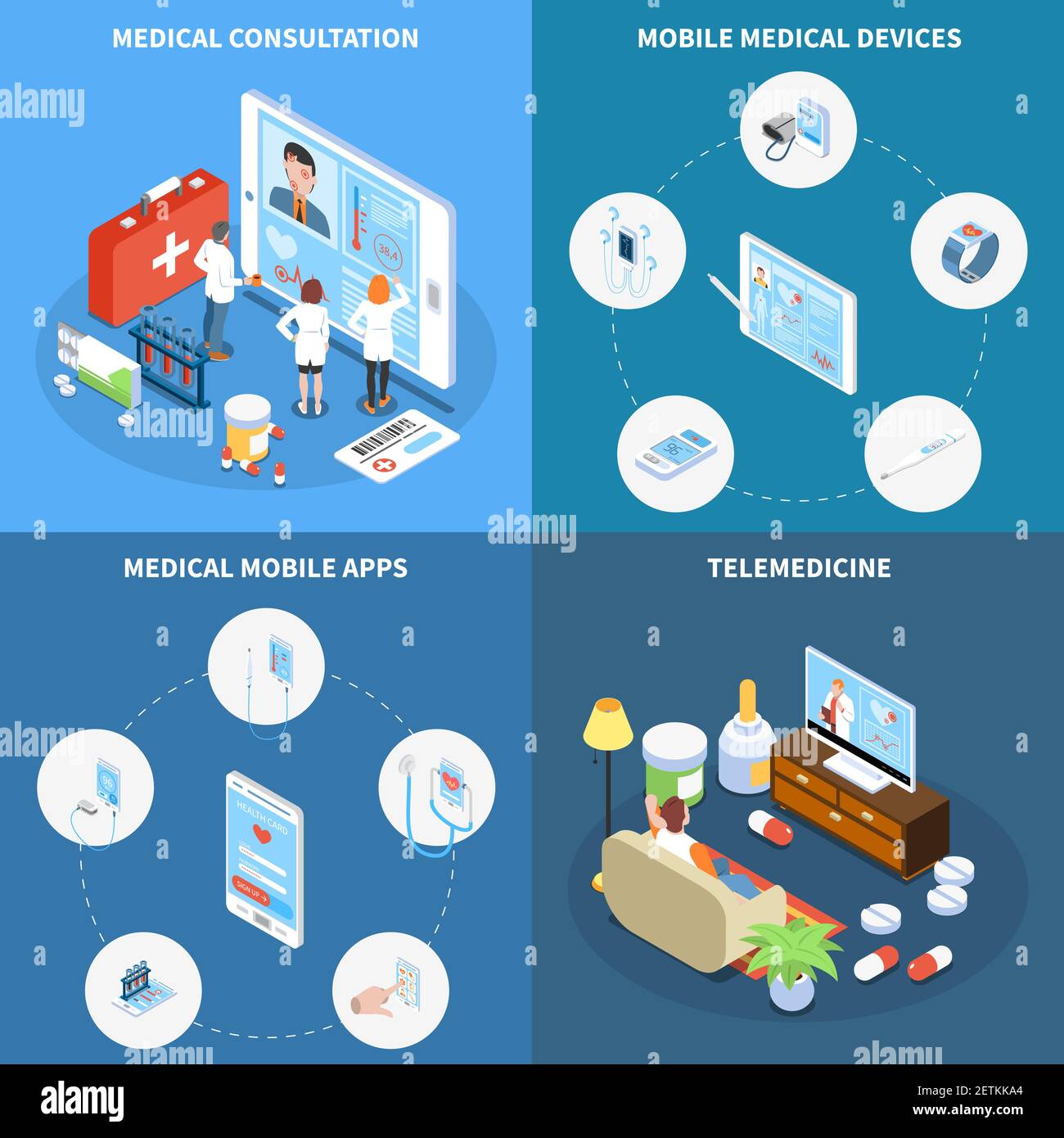 Telemedicine isometric design concept with online consultation medical ...