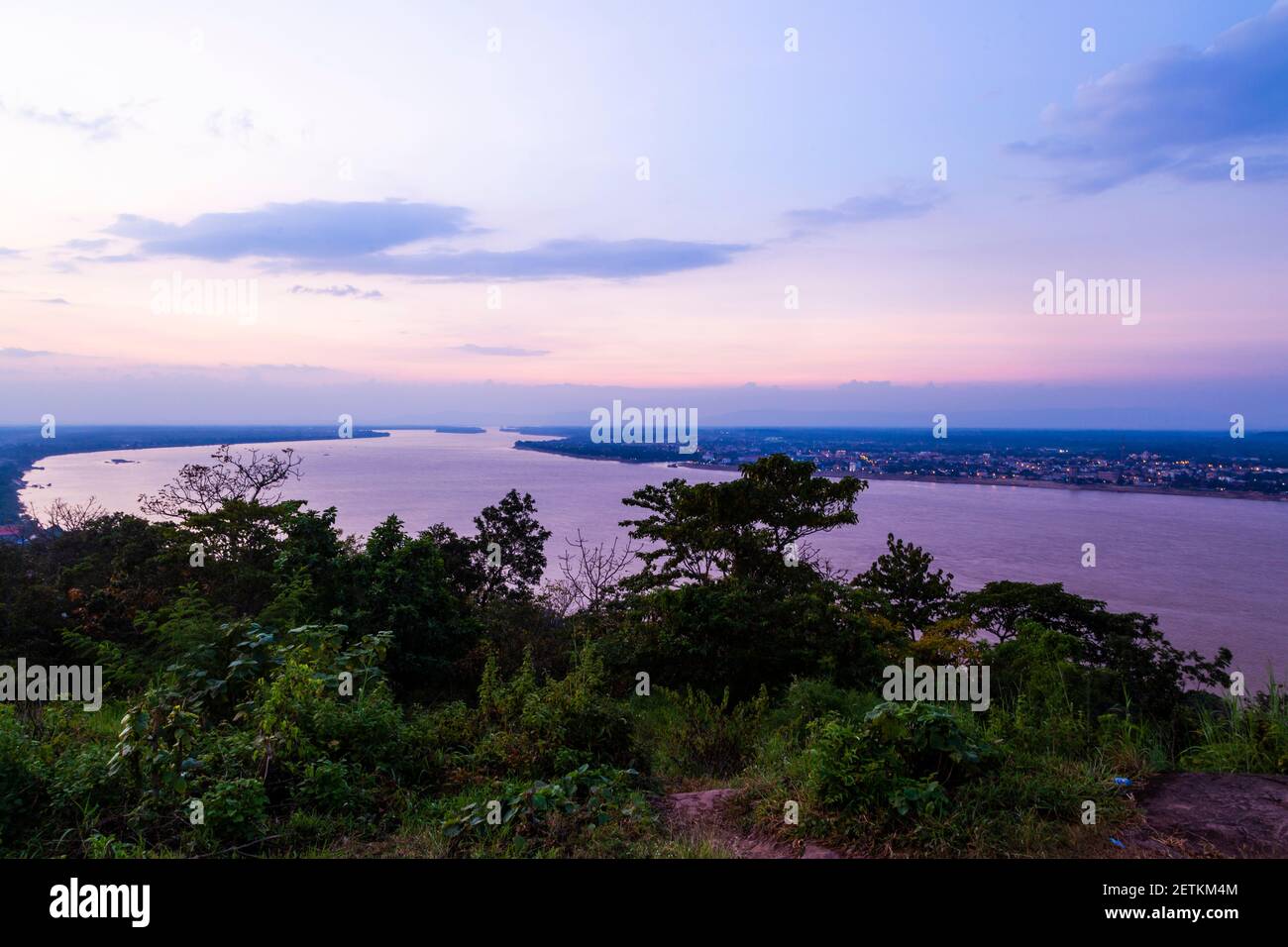 Sunset over the Mekong in Pakse, Laos Stock Photo - Alamy