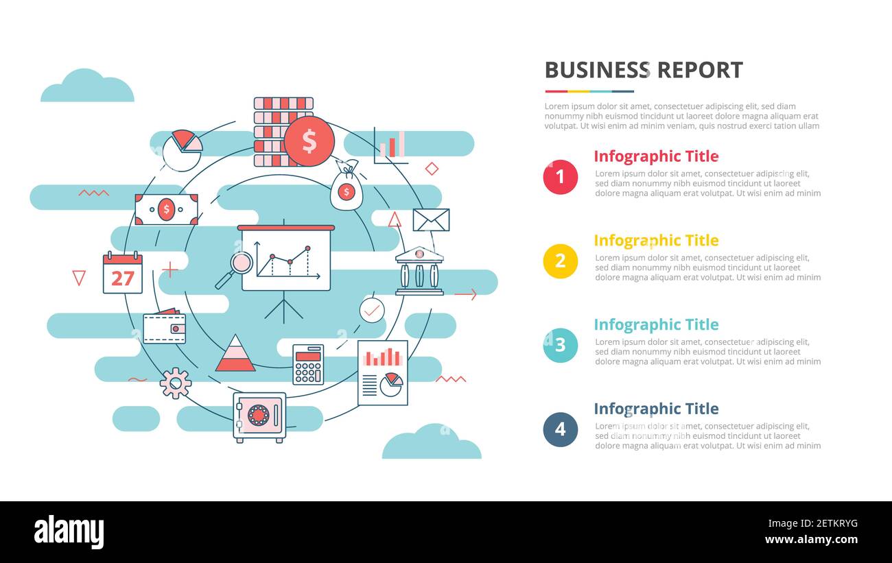 business report concept for infographic template banner with four point ...