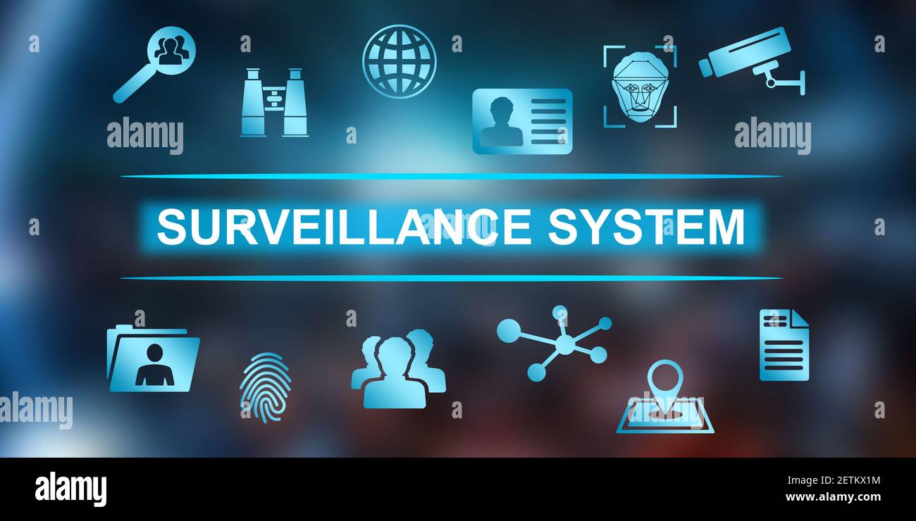 Illustration of a surveillance system concept Stock Photo - Alamy
