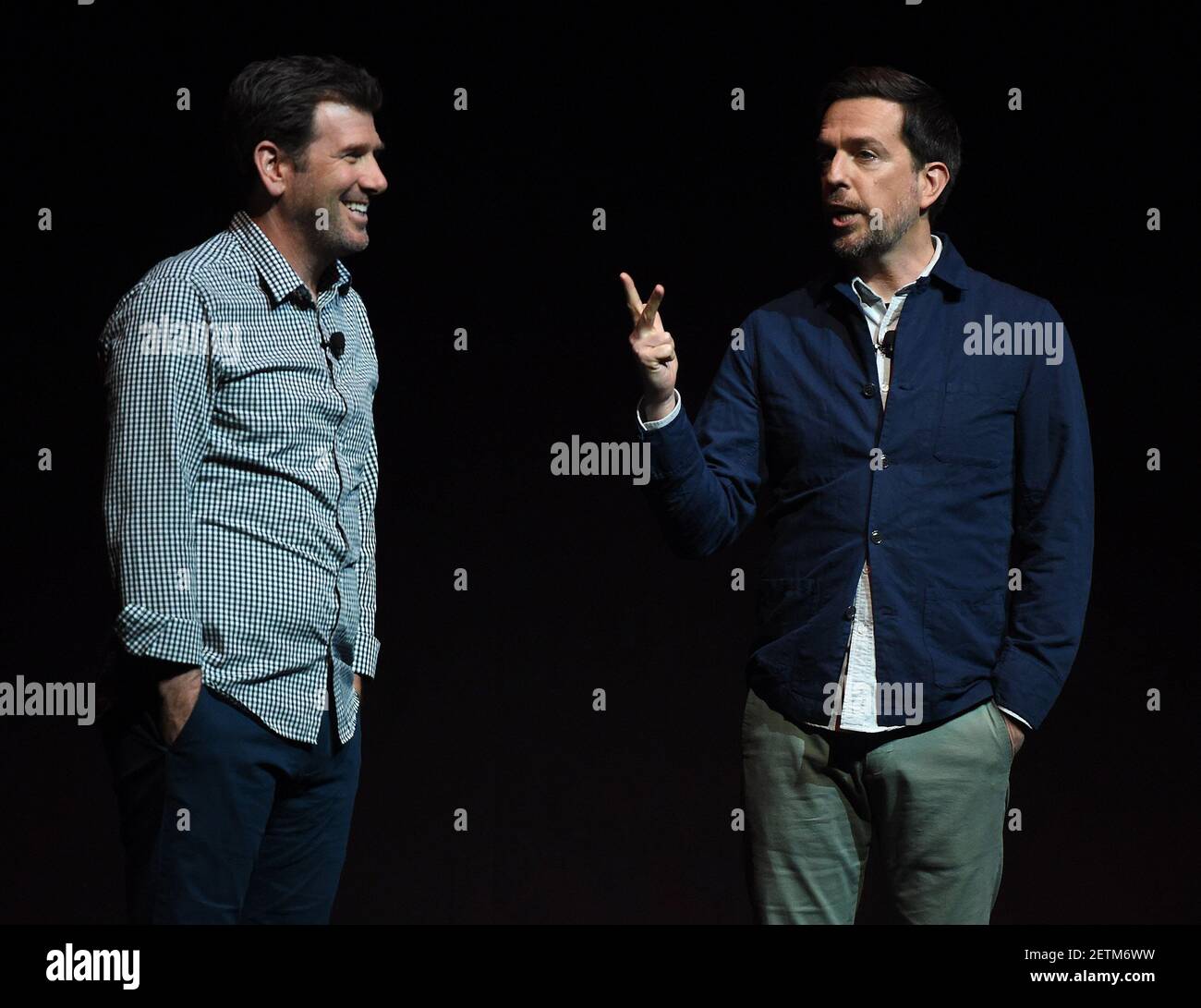 LAS VEGAS, NV - MARCH 29: Director Lawrence Sher (L) and actor Ed Helms ...