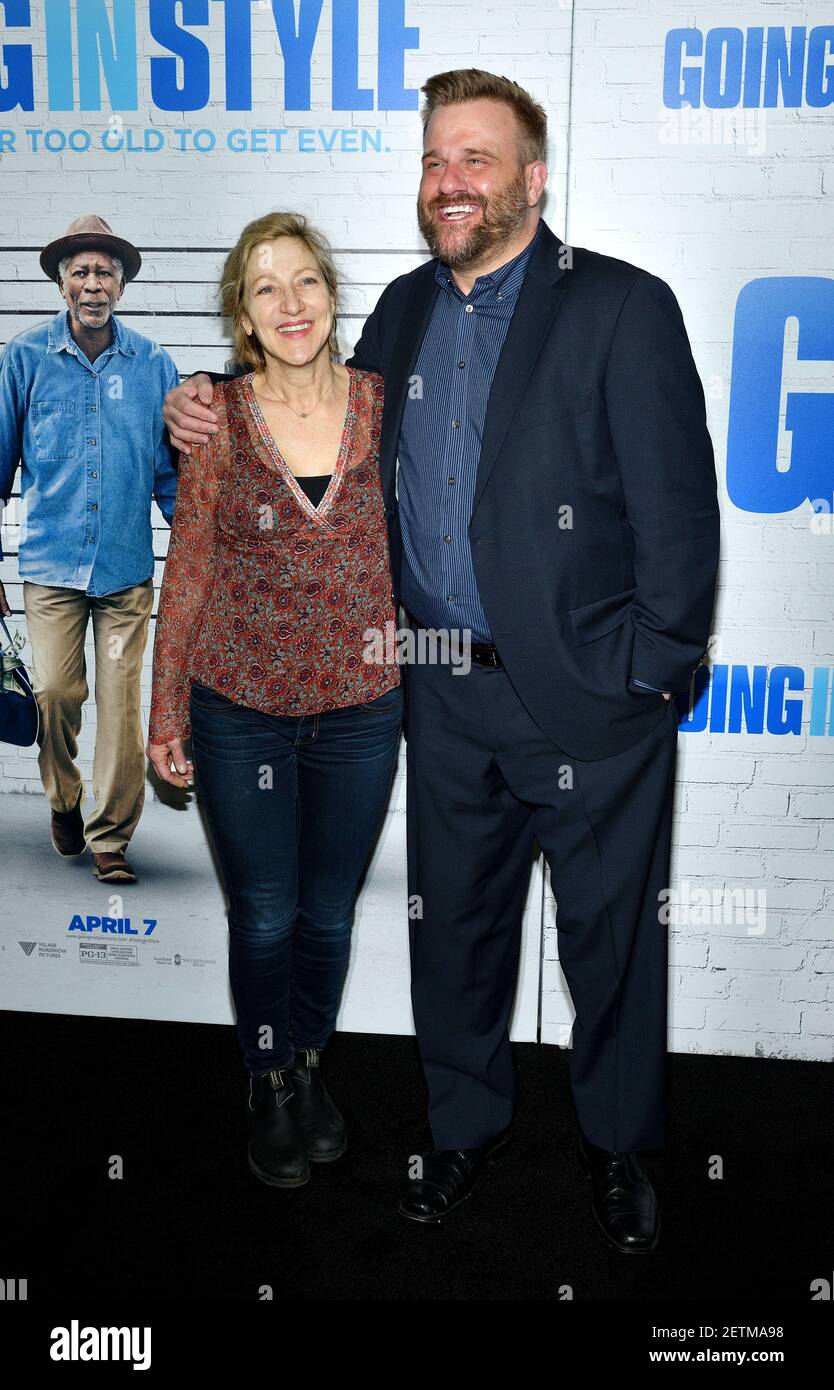 L-R: Actors Edie Falco and Stephen Wallem attend the world premiere of ...