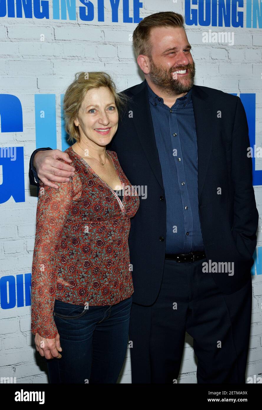 L-R: Actors Edie Falco and Stephen Wallem attend the world premiere of ...