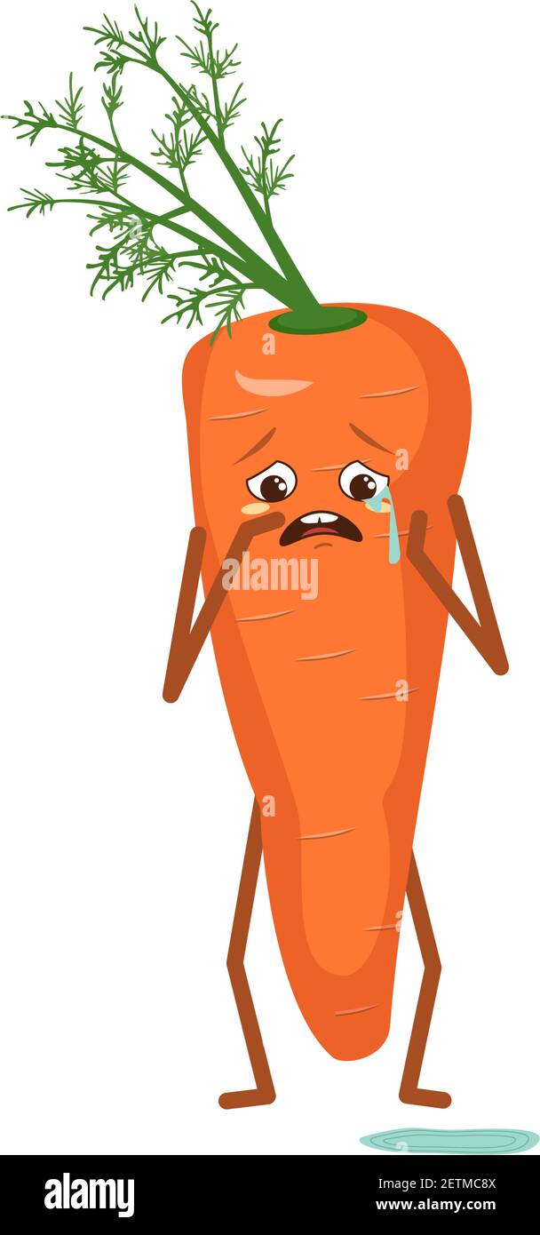 Cute carrot character with crying and tears Stock Vector Image & Art ...