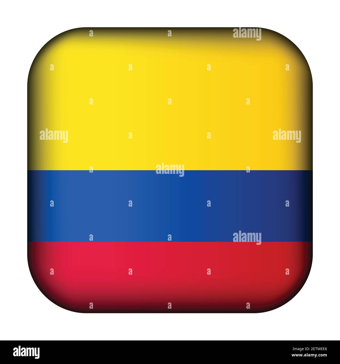 Glass light ball with flag of Colombia. Squared template icon. Colombian national symbol. Glossy ...
