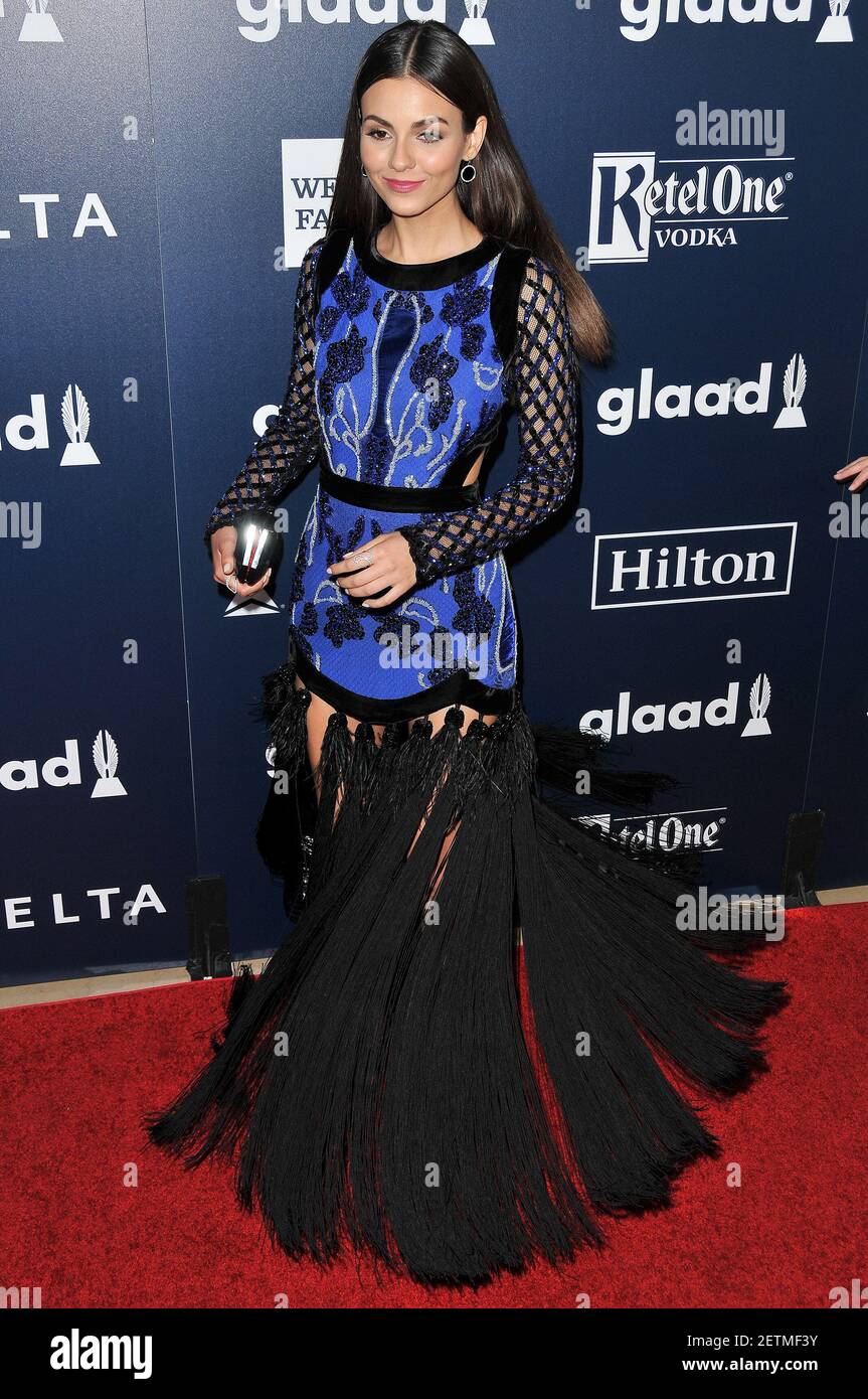 Victoria Justice arrives at the 28th Annual GLAAD Media Awards held at ...