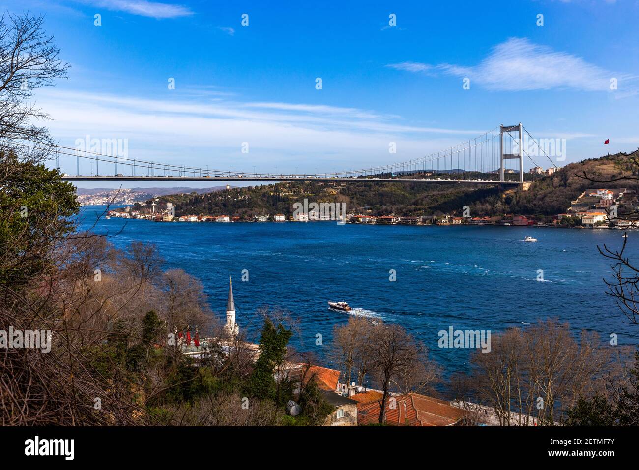 Fatih Sultan Mehmet bridge across a Bosphorus. Istanbul, Turkey Stock ...