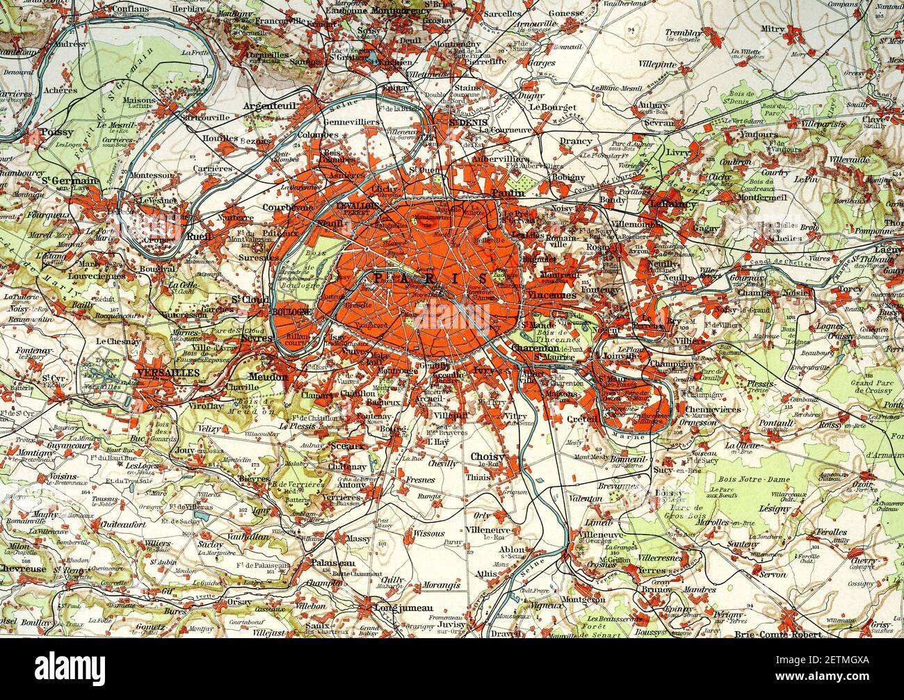 Paris old map Stock Photo - Alamy