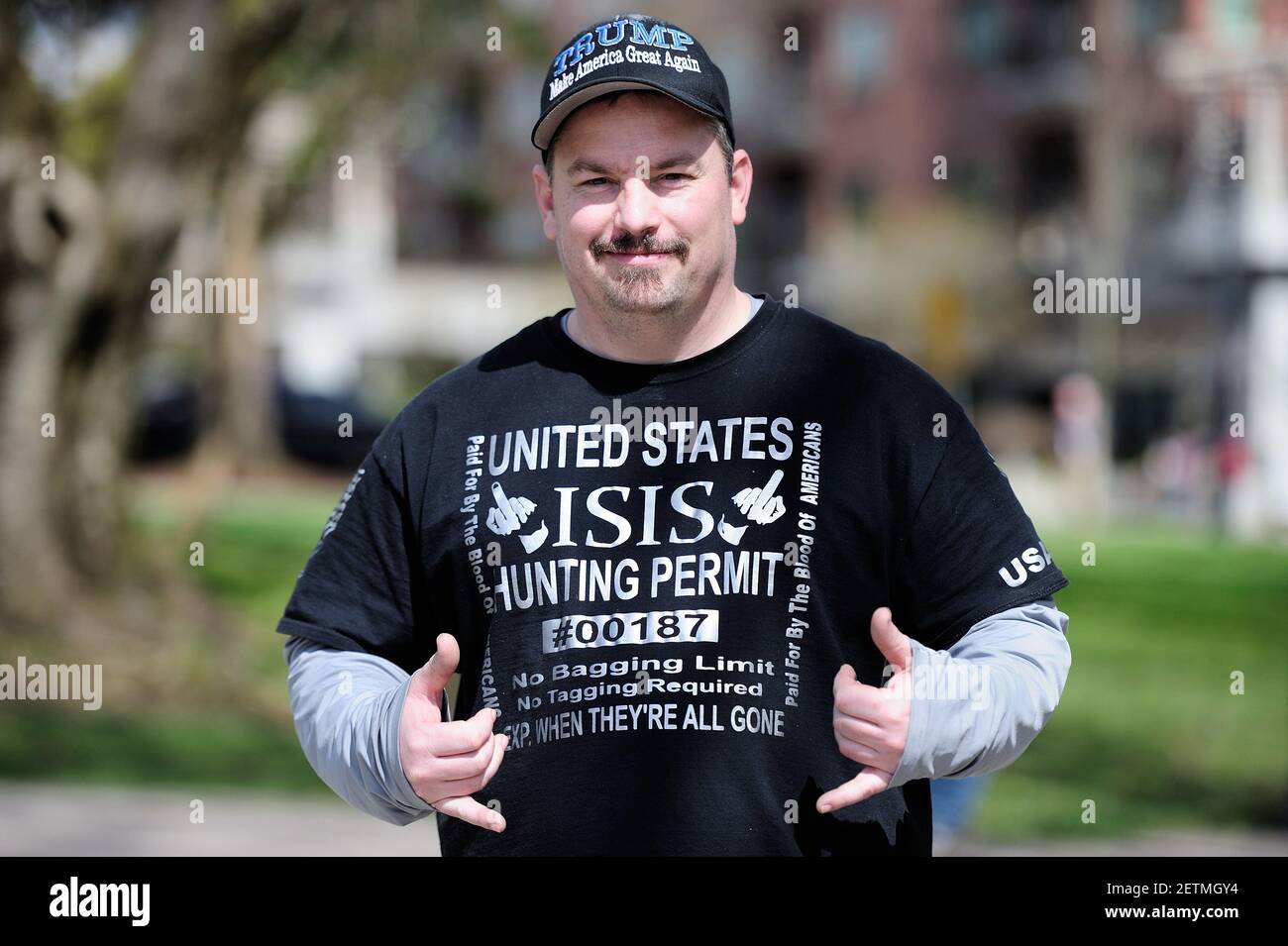 John Beavers of Belfair, Wash., attends a pro-Trump rally in Vancouver ...