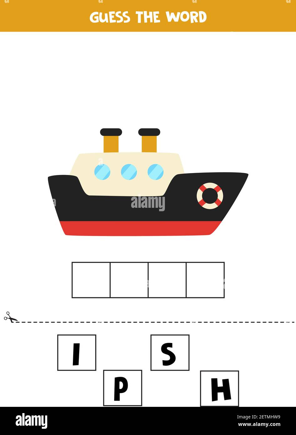 Spell the word ship. Vector illustration of cartoon sea ship. Spelling ...