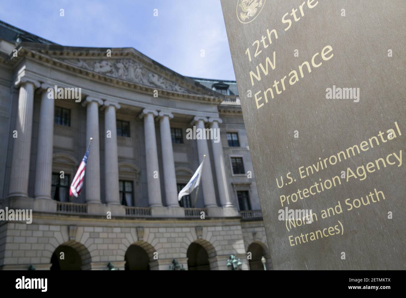 A logo sign outside of the headquarters of the United States ...