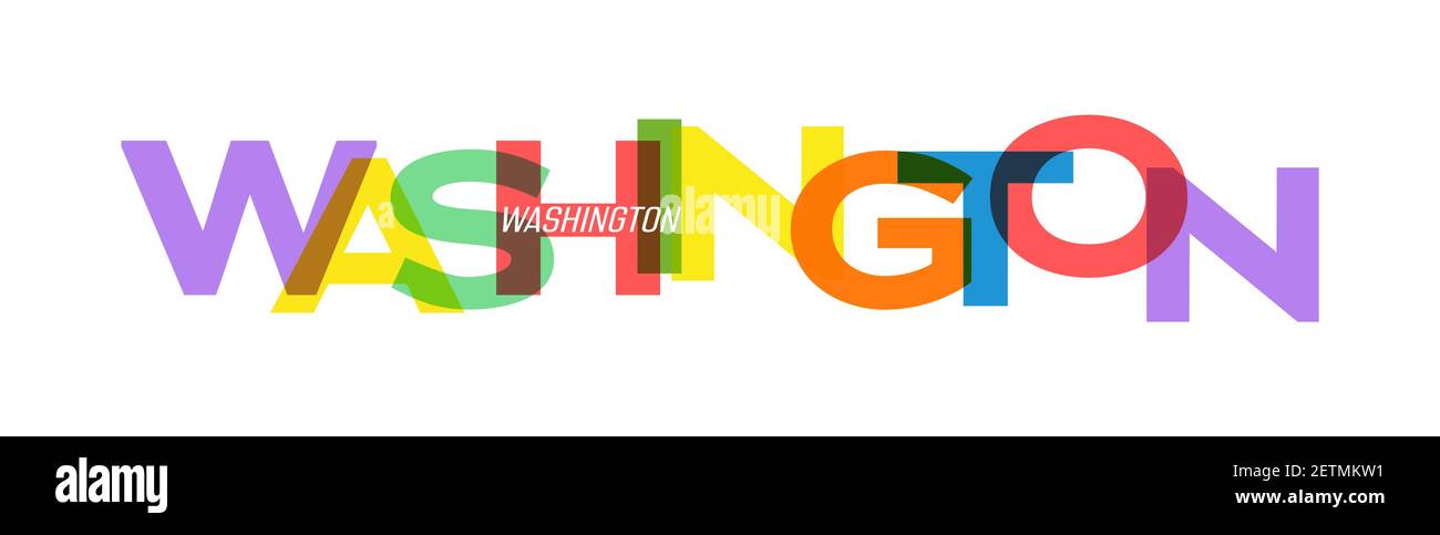 WASHINGTON. Lettering on a white background. Vector design template for ...