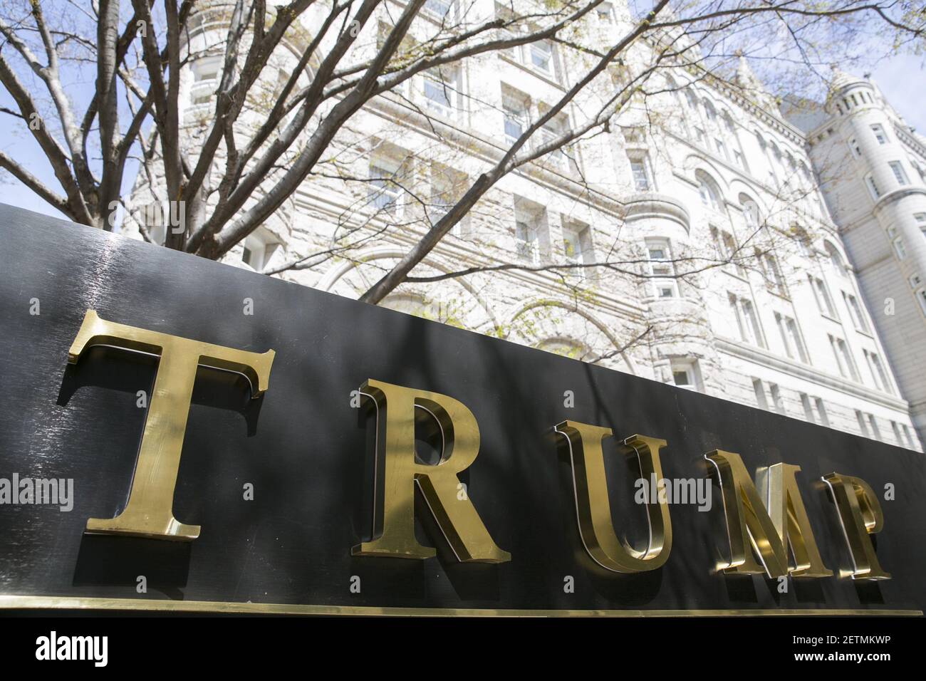 A logo sign outside of the Trump International Hotel in the Old Post ...