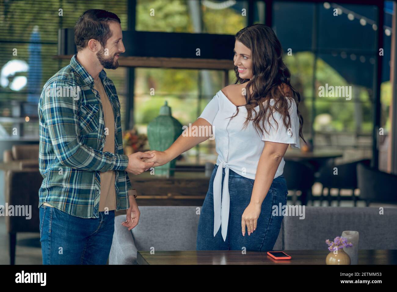 Woman and outstretched hand and profile hi-res stock photography and ...