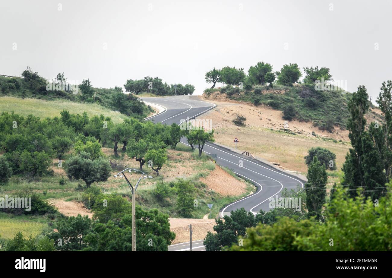 winding road with curves, mountain road Stock Photo - Alamy