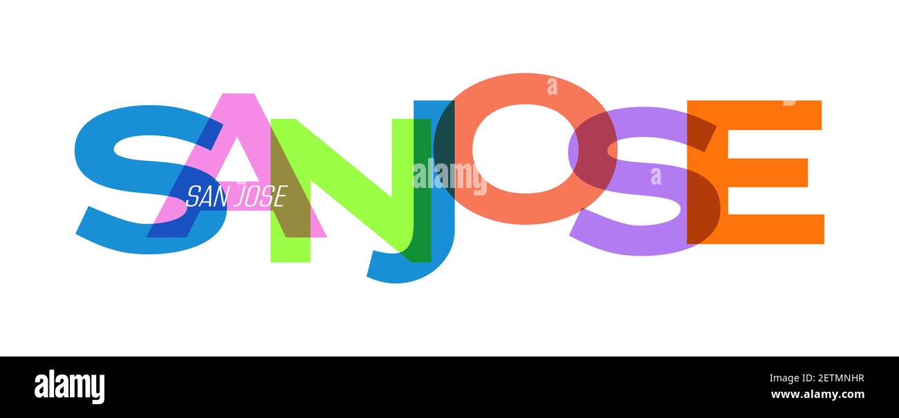 SAN JOSE. Lettering on a white background. Vector design template for ...