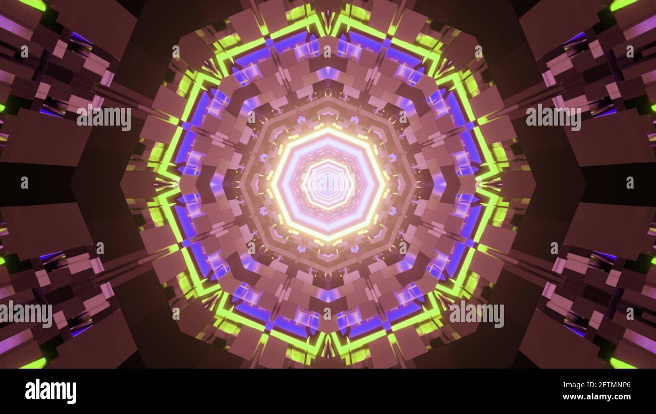 Abstract ornamental pattern with symmetrical lines in 3D illustration ...