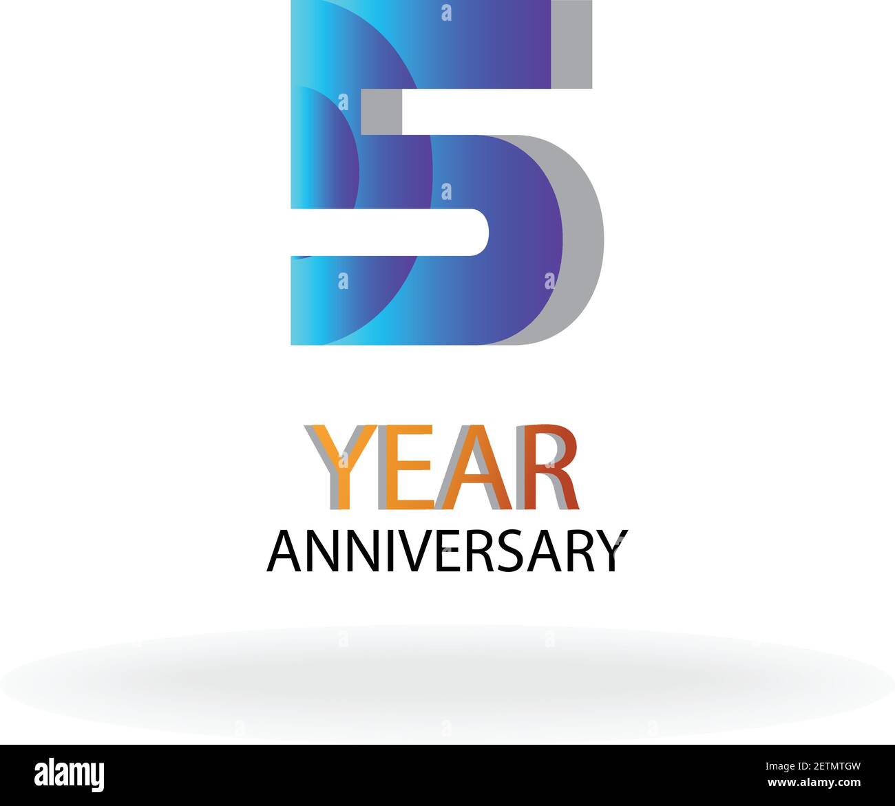 5 Year Anniversary Vector Template Design Illustration Blue Elegant ...