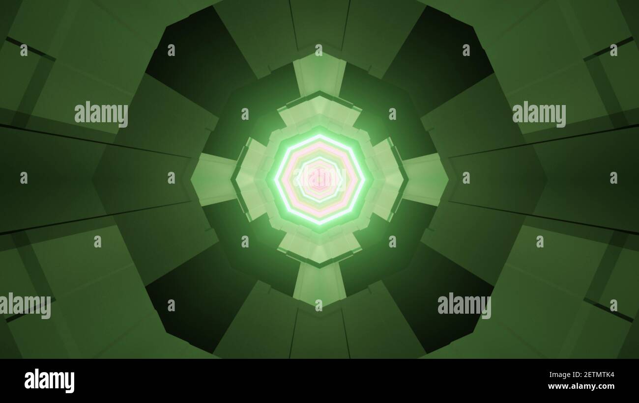 Green geometric pattern with light effects 3d illustration Stock Photo ...