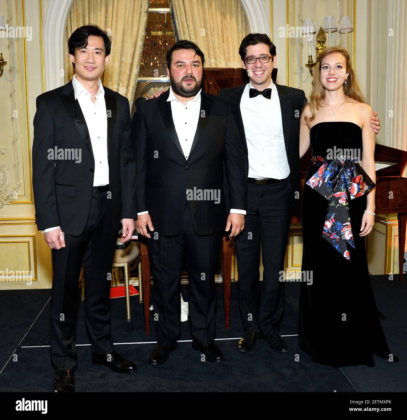 L-R: Baritone Yun Peng Wang, tenor Mario Chang, pianist Nimrod David ...