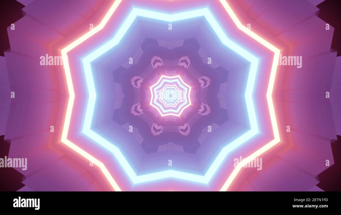 Neon light reflections in futuristic tunnel 3d illustration Stock Photo ...